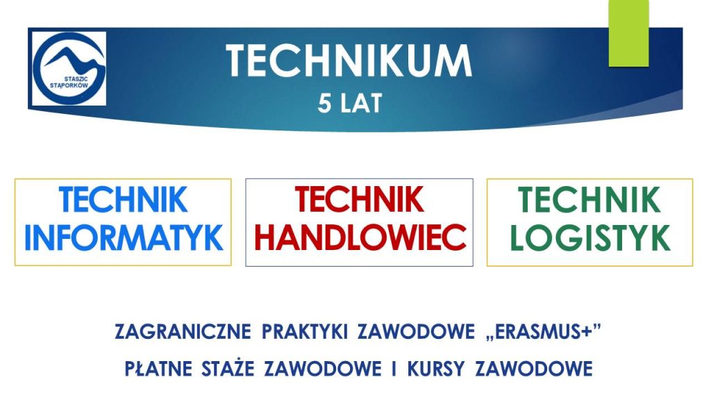 Kierunki kształcenia technikum Stąporków - TKN24